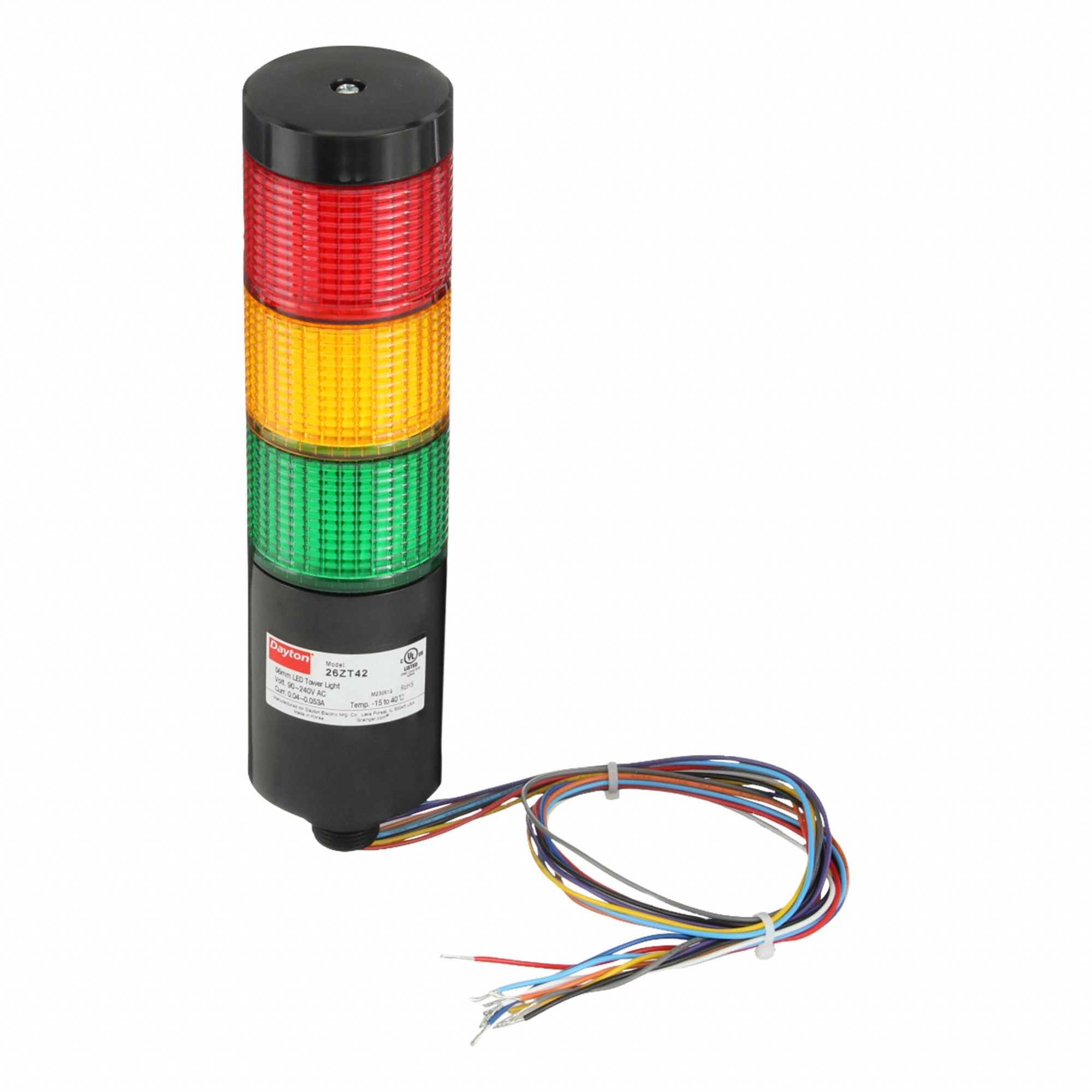DAYTON, 3 Tier, Amber/Green/Red, Tower Light Assembly - 26ZT42|26ZT42 ...