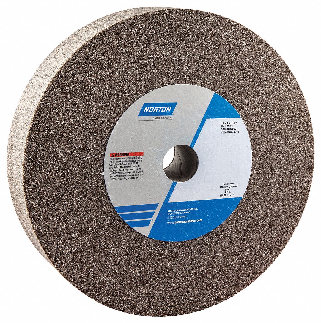 NORTON, Type 1, 12" x 2" x 1 1/2", Straight Grinding Wheel - 26ZV78 ...
