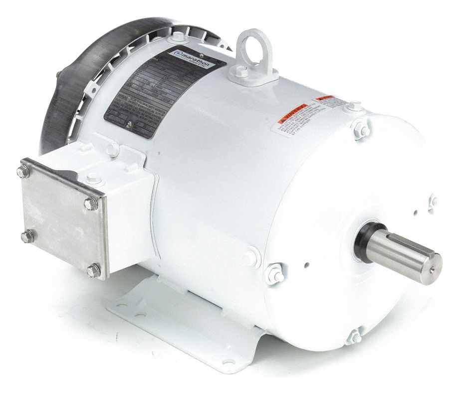 Washdown Motor, 5 HP, 3-Phase, Nameplate RPM 1760, Voltage 208-230/460 ...