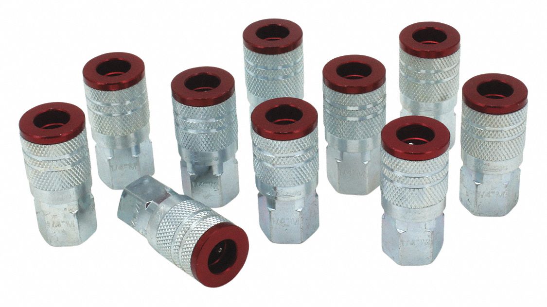 ColorFit Couplers,M,Red,1/4" FNPT,PK10 - Grainger