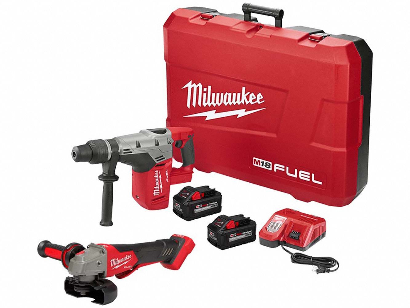 MILWAUKEE, 2 Tools, Angle Grinder/Hammer Drill, Cordless Combination ...