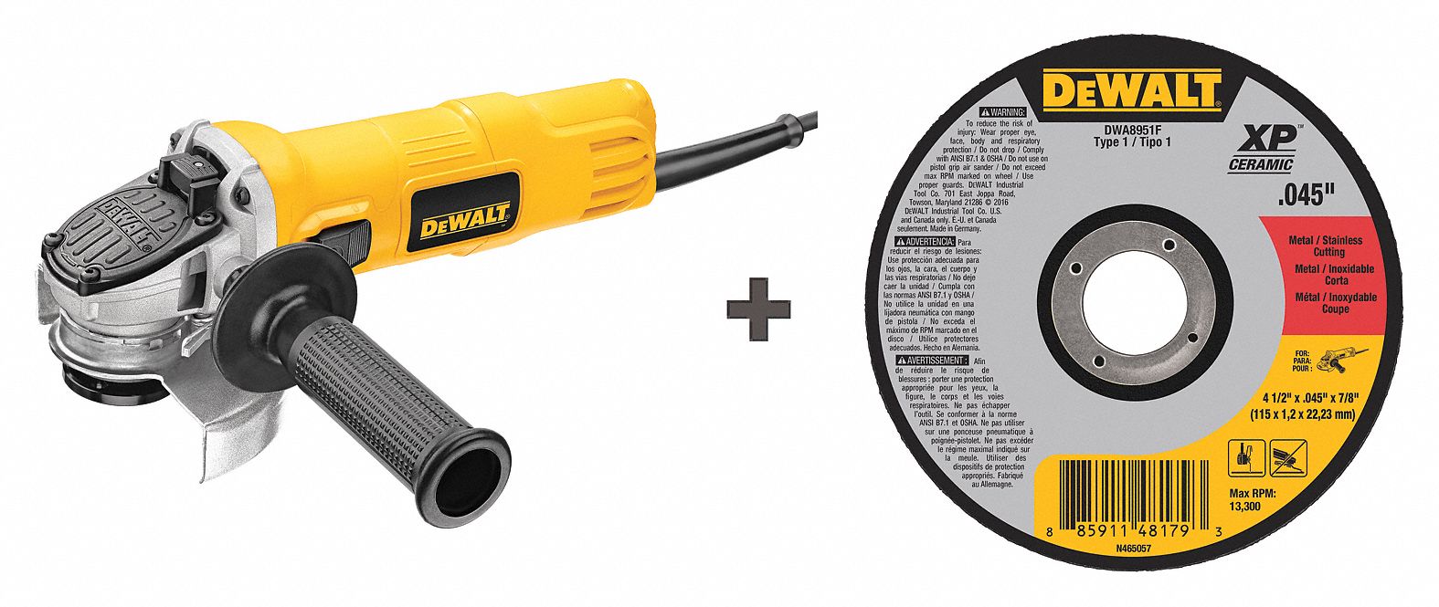 DEWALT, Paddle, 120V AC, Angle Grinder - 271D85|DWE4012/DWA8951F - Grainger