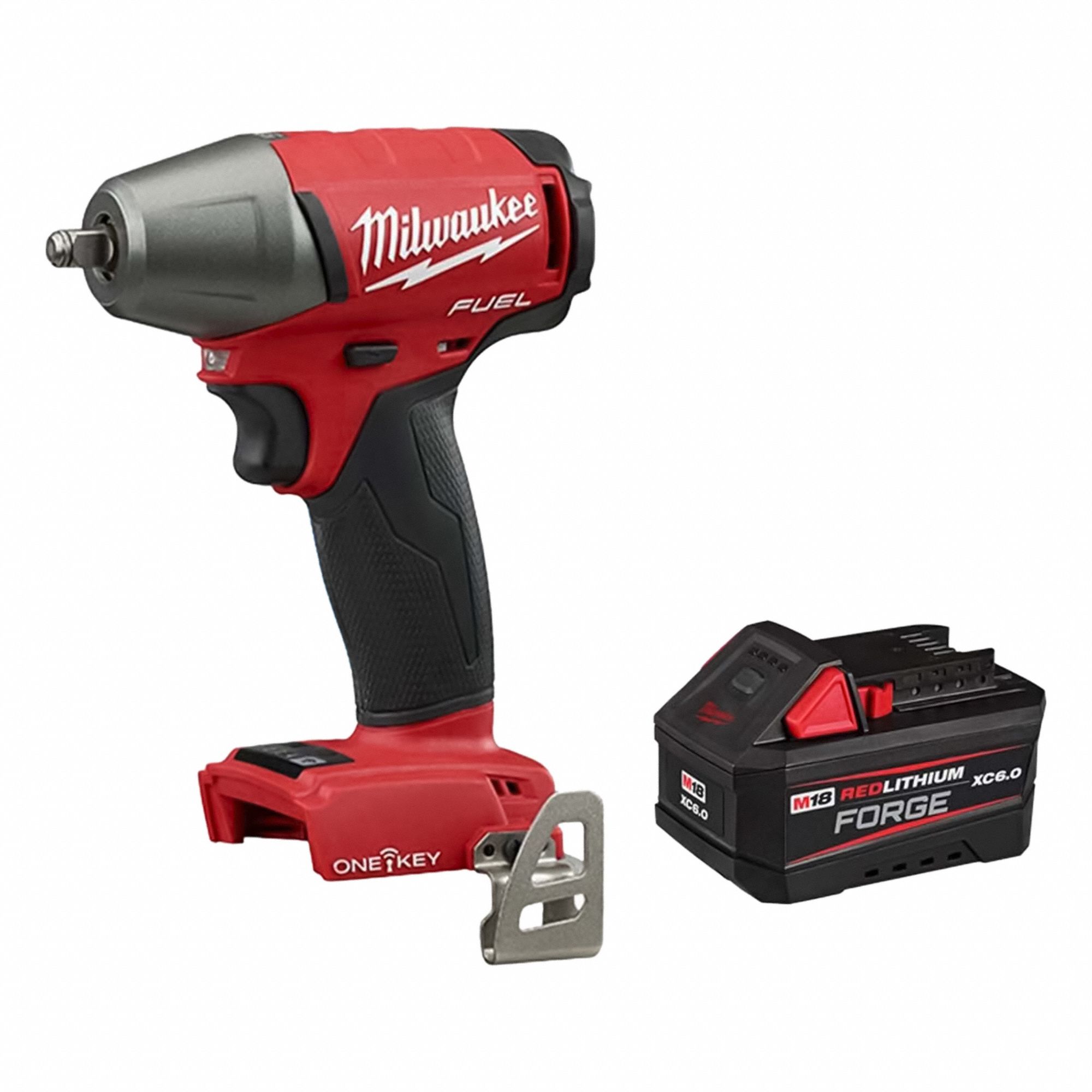 MILWAUKEE, 3/8 in Drive Size, 210 ft-lb Fastening Torque, Impact Wrench ...