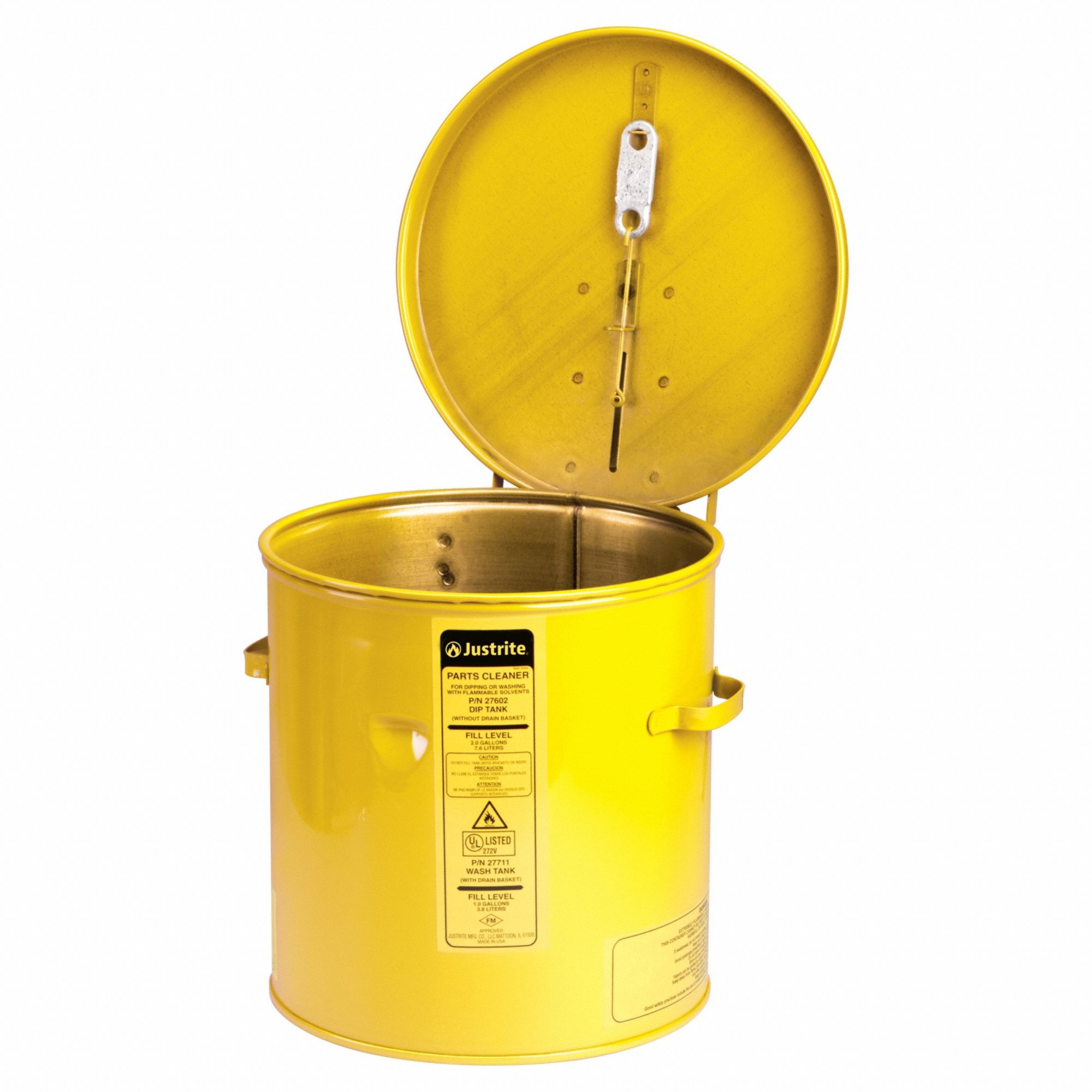 JUSTRITE, 2 gal Capacity, Yellow, Dip Tank - 812F25|27612 - Grainger