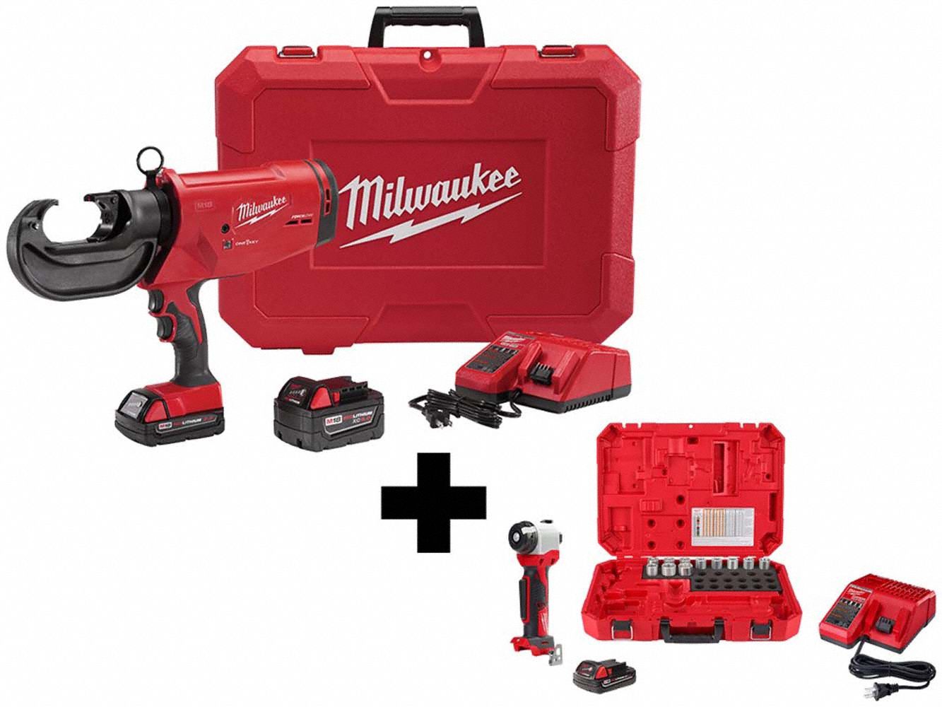 MILWAUKEE, 2 Tools, Cable Stripper/Crimping Tool, Cordless Combination ...