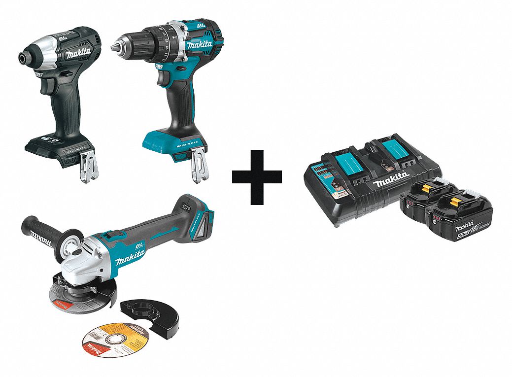 MAKITA Kit Combinado de Herramientas, Amoladora Angular, Taladro Percutor, Destornillador de ...