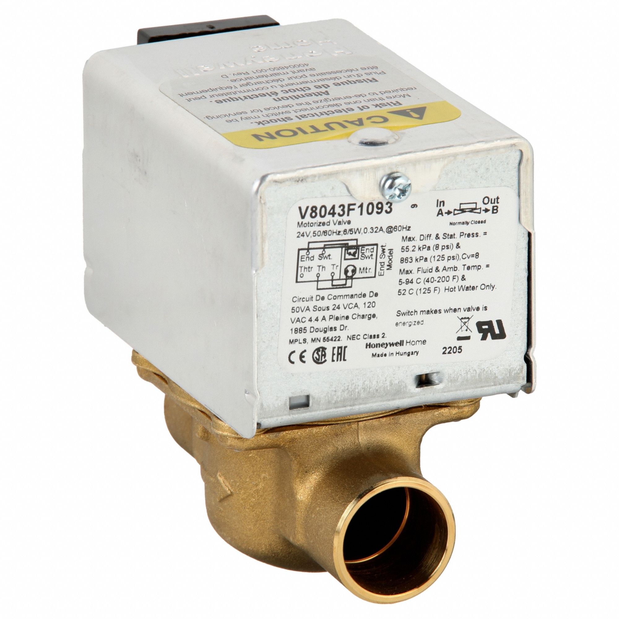 8 Cv Flow Rate, 2-Way, Motorized Zone Valve - 279C03|V8043F1093 - Grainger