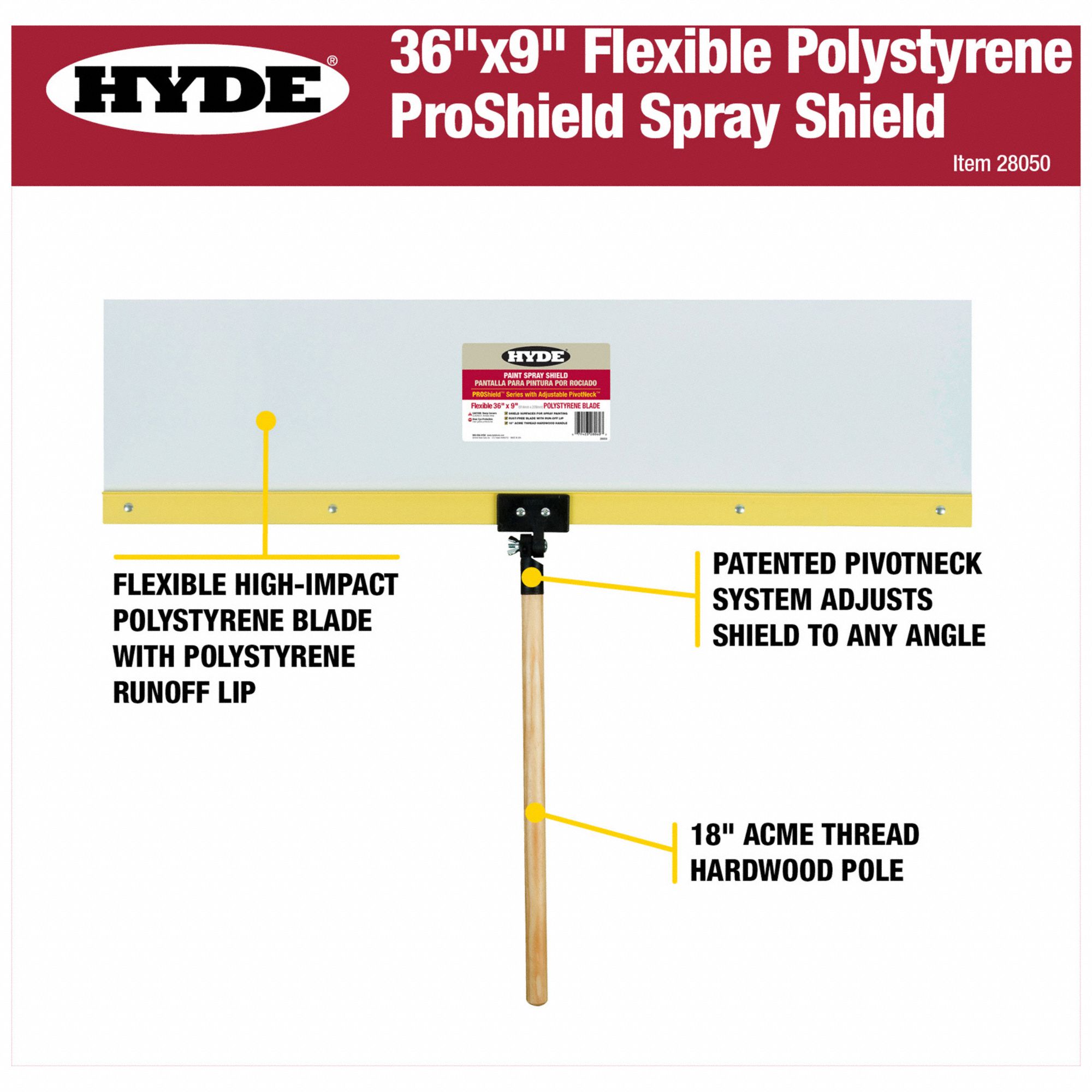 HYDE Flexible Paint Shield: Silver, 36 in Lg, 9 in Wd, Polystyrene ...