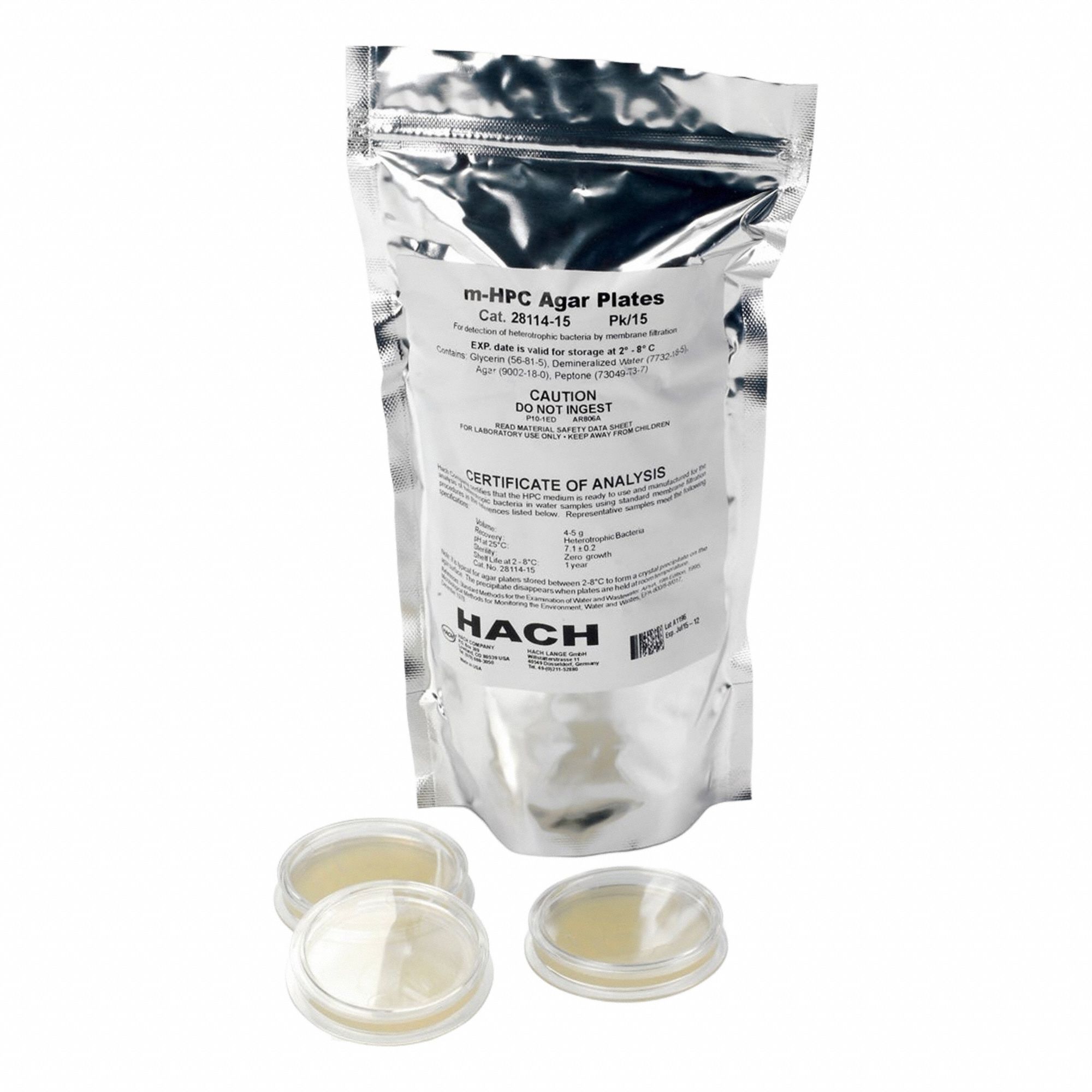 HACH, 2811415, 15, Agar Plates - 897XZ5|2811415 - Grainger