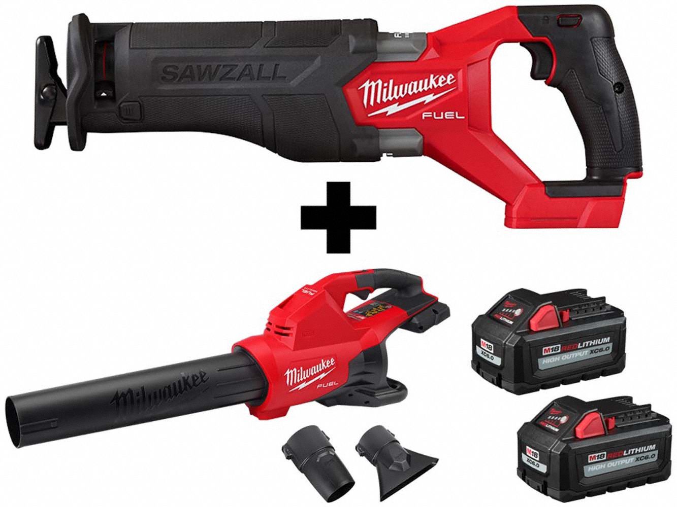 MILWAUKEE, 2 Tools, Blower/Reciprocating Saw, Cordless Combination Kit ...
