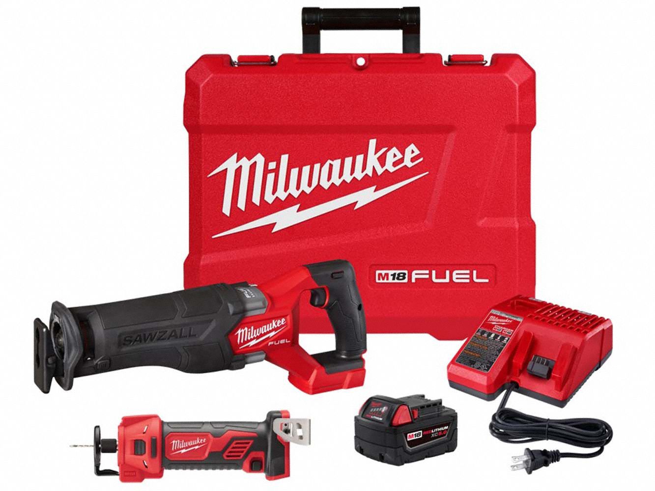 MILWAUKEE, 2 Tools, Cut-Out Tool/Reciprocating Saw, Tool Combination ...