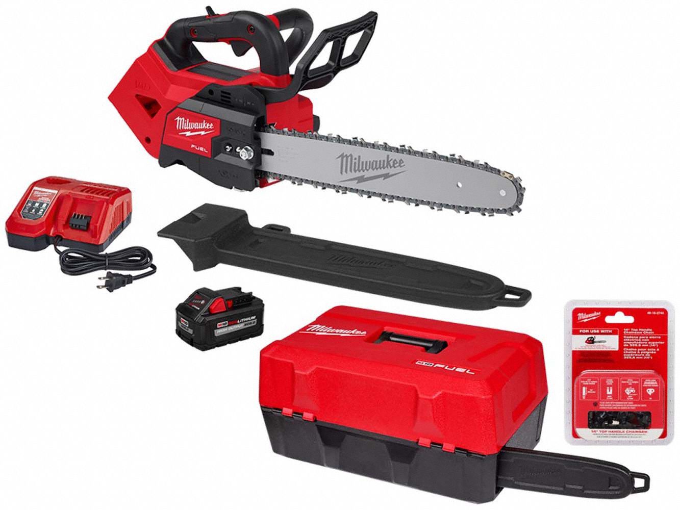 MILWAUKEE, 14 in Bar Lg, Top Handle, Chainsaw, Case and Chain - 390FE3 ...