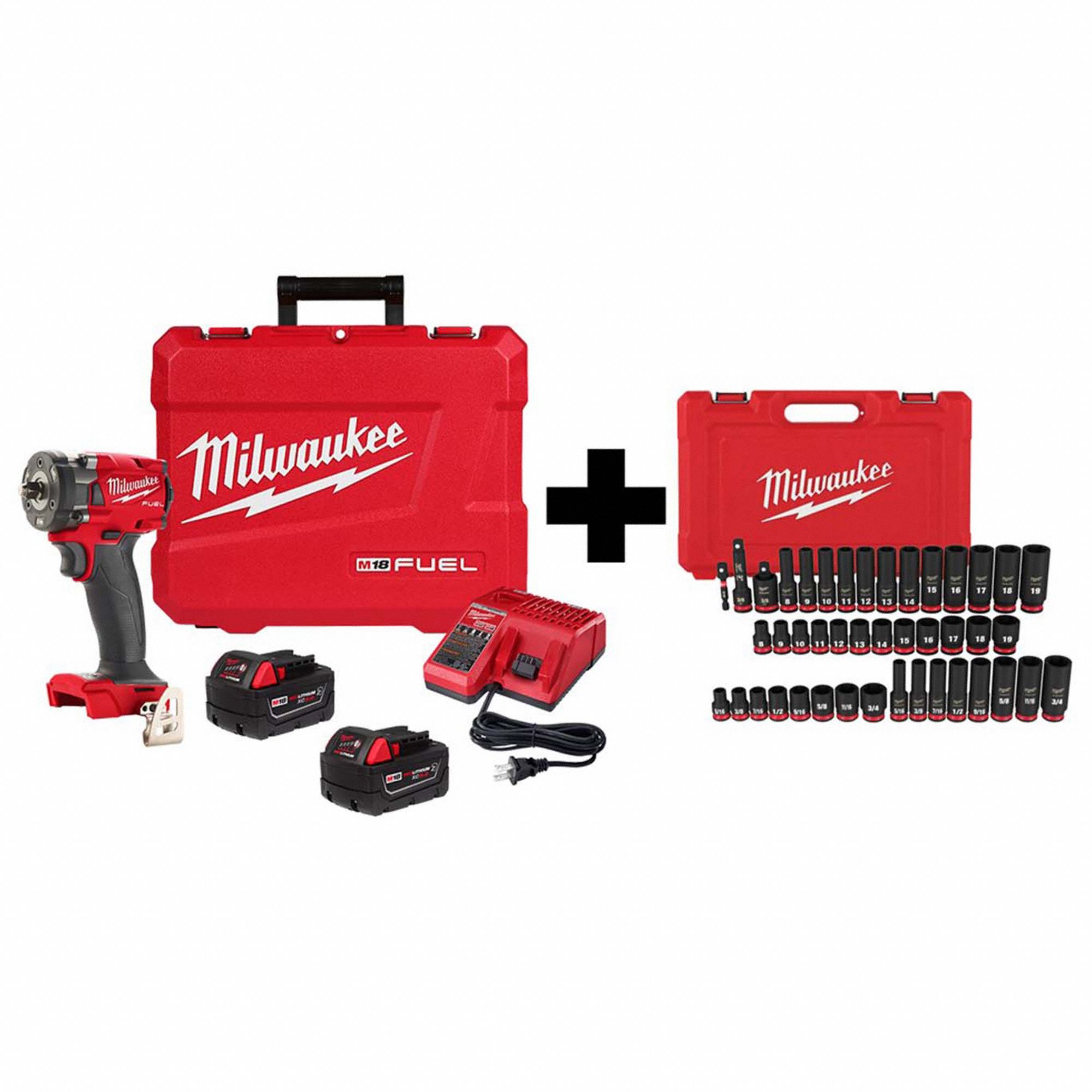 MILWAUKEE Cordless Impact Wrench Kit 18V DC 250 Ft lb Breakaway