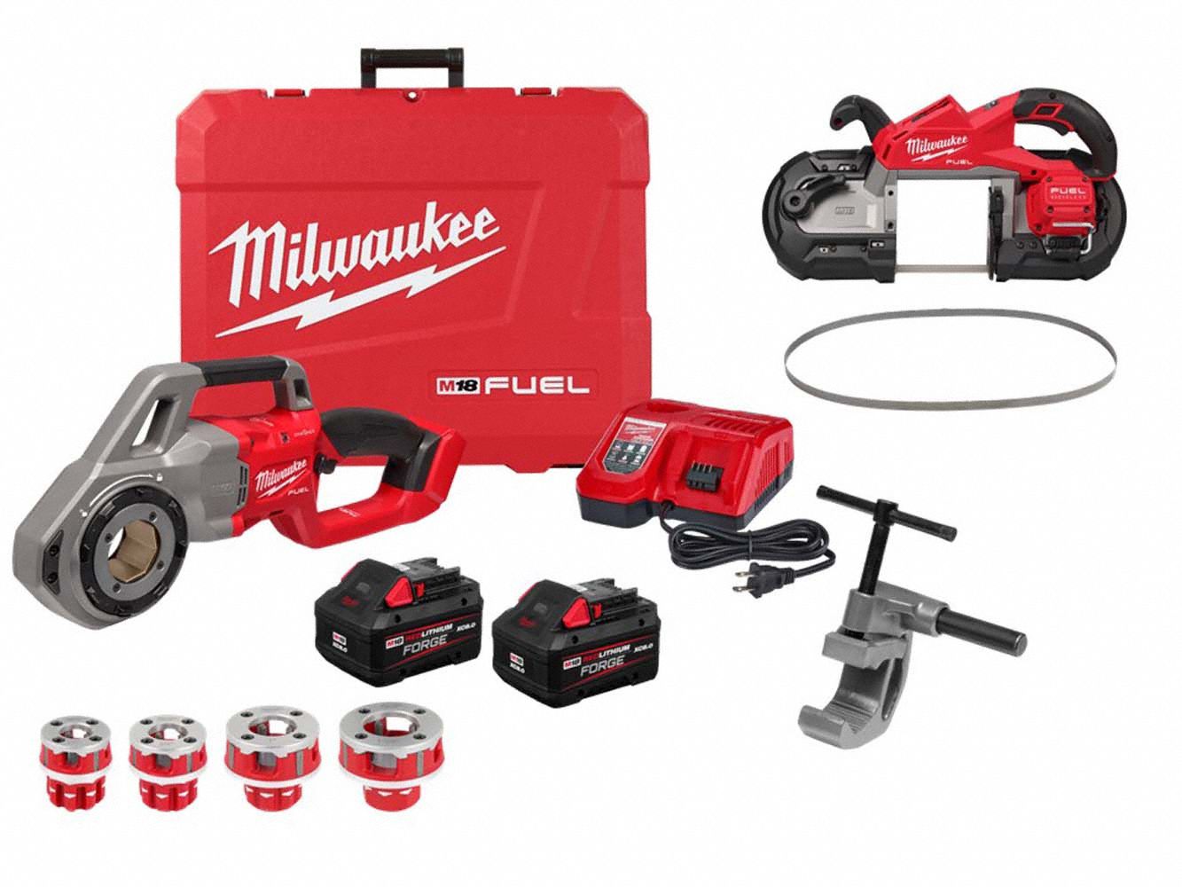 MILWAUKEE, 2 Tools, Pipe Threader/Portable Band Saw, Tool Combination ...