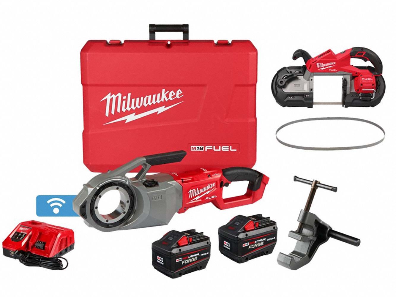 MILWAUKEE, 2 Tools, Pipe Threader/Portable Band Saw, Tool Combination ...