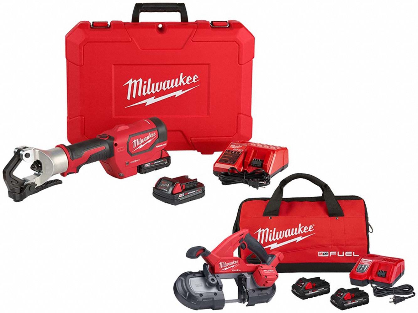 MILWAUKEE, 2 Tools, Crimping Tool/Portable Band Saw, Cordless ...
