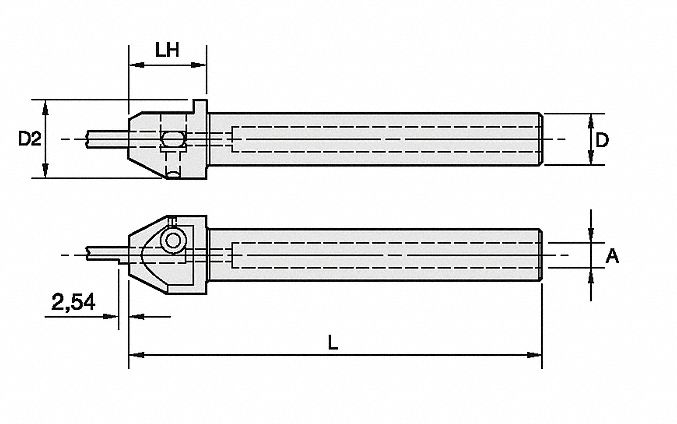 WIDIA, 0.76 in Body Dia, 3/4 in Shank Dia, Boring and Grooving Bar ...