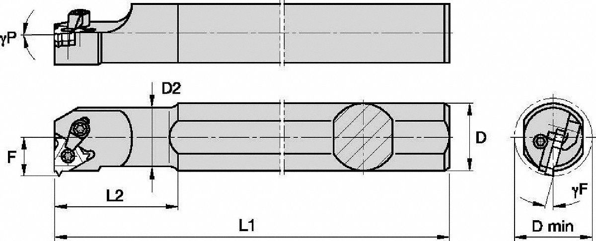 WIDIA, Right Hand, 1-1/4 in Shank Dia., Indexable Thread Turning Tool ...