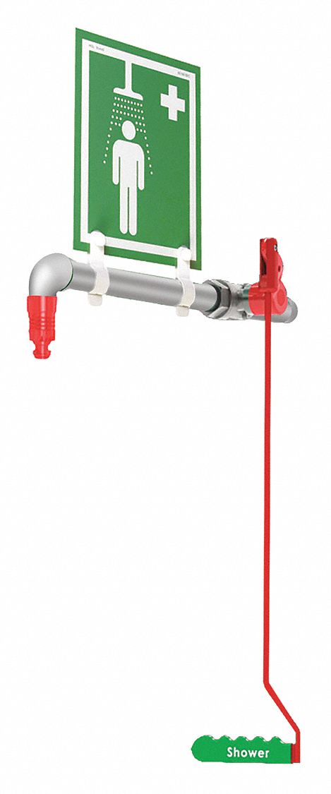 HUGHES SAFETY, Wall Mnt, Plastic Sprayhead, Plumbed Shower - 34RT80 ...