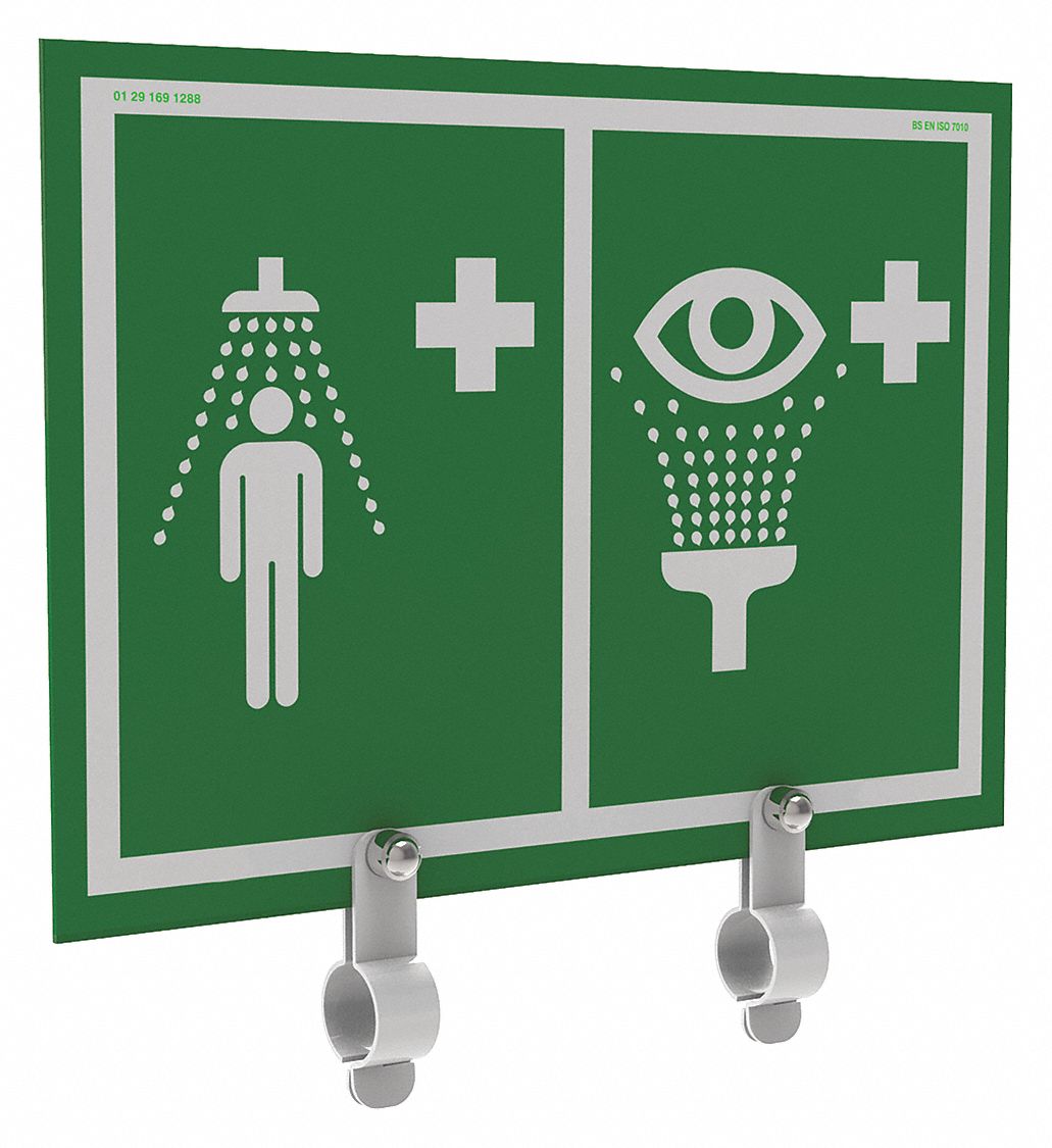 Aluminum, Mounting Holes Sign Mounting, Shower and Eyewash Sign with ...