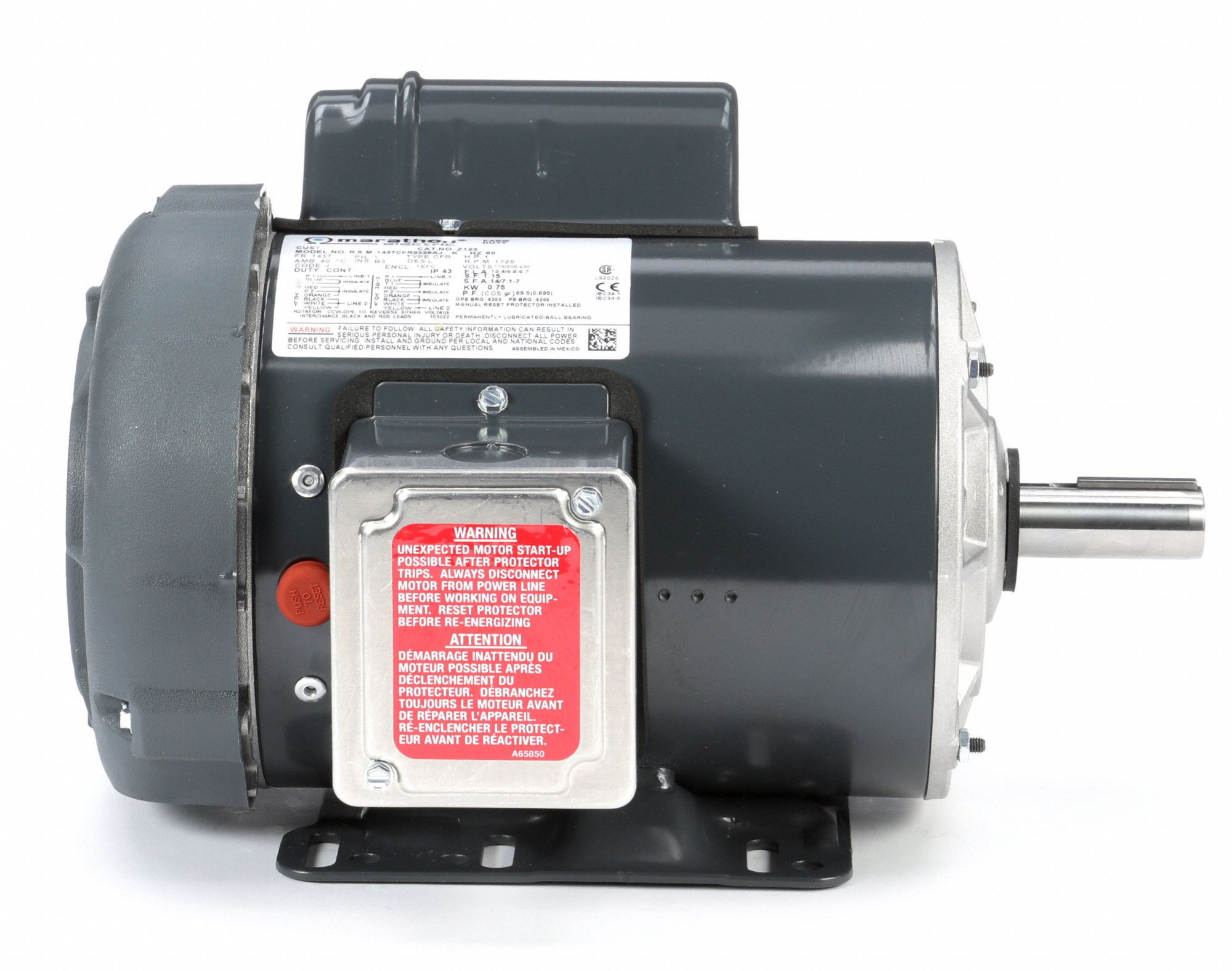MARATHON MOTORS High Torque Farm Duty Motor, 1 HP, Capacitor-Start ...