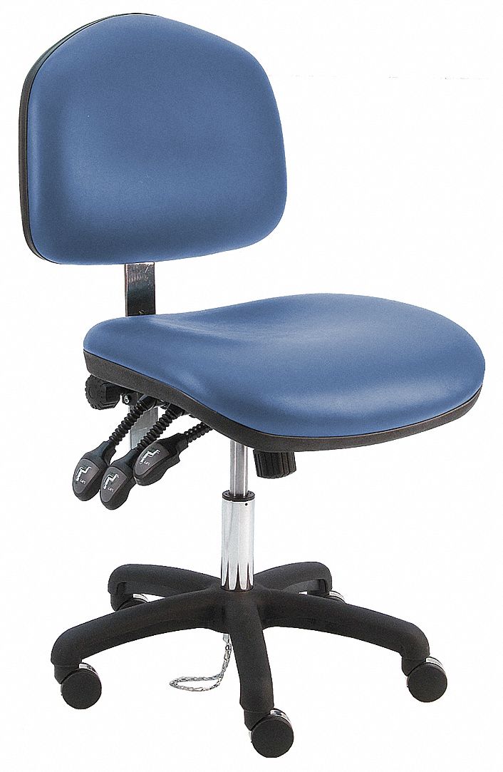 Vinyl, Armless, Ergonomic Chair - 28AD75|WNS-DCRB-TLC-WW-BLUE - Grainger