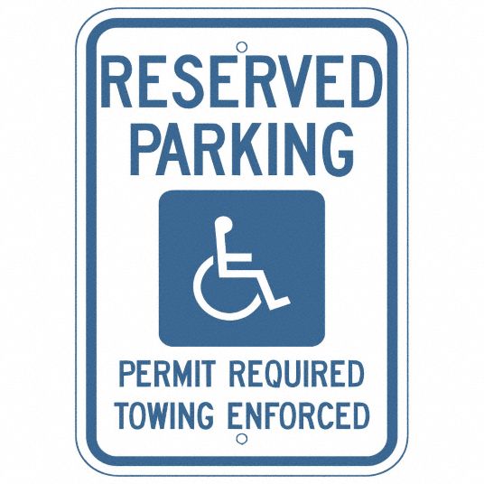Handicap Parking Sign, Retroreflective Grade Engineer, Rectangle ...