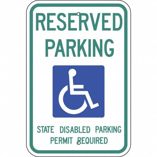 Handicap Parking Sign, Retroreflective Grade Engineer, Rectangle ...