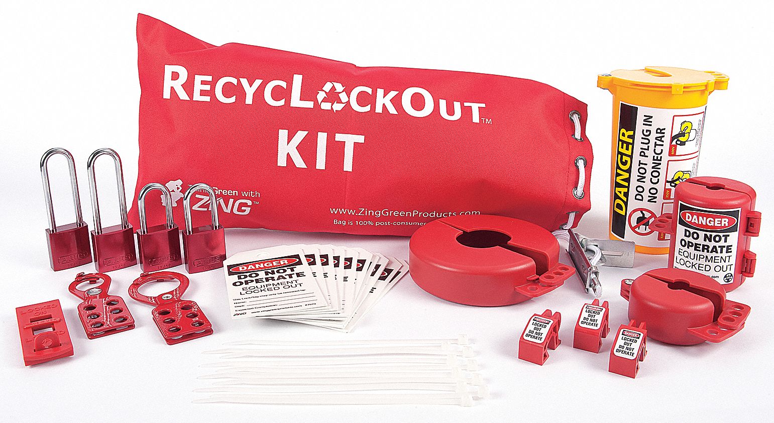 ZING Lockout/Tagout Kit, Filled, Electrical Lockout, Bag, Red - 28AV76 ... ZING Lockout/Tagout Kit, Filled, Electrical Lockout, Bag, Red - 28AV76 ...