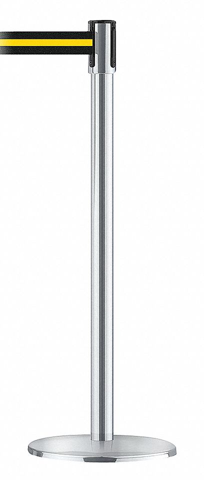 TENSATOR SATIN CHROME POST W/BELT BLACK WITH - Barrier Posts with Belts ...