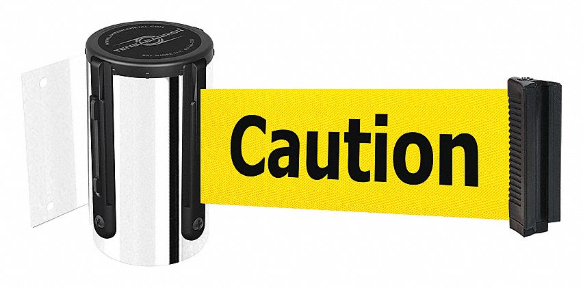 TENSATOR BELT BARRIER, CHROME,BELT COLOR YEL - Wall Mounted Retractable ...