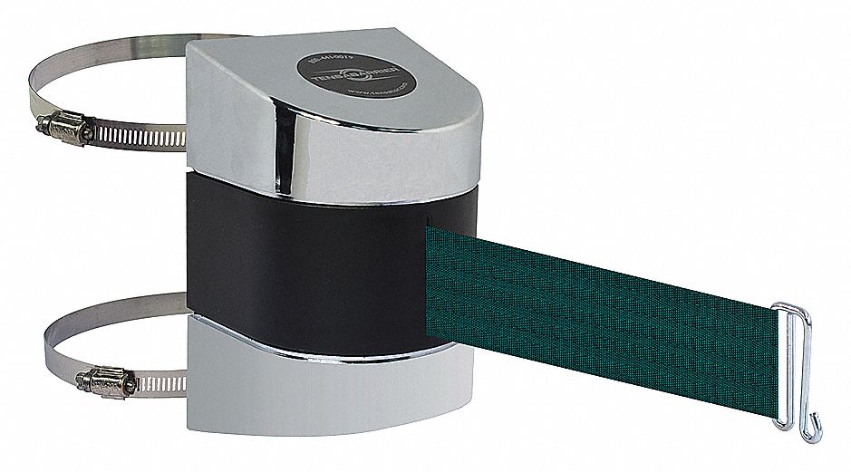 TENSATOR BELT BARRIER, CHROME,BELT COLOR GRN - Wall Mounted Retractable ...