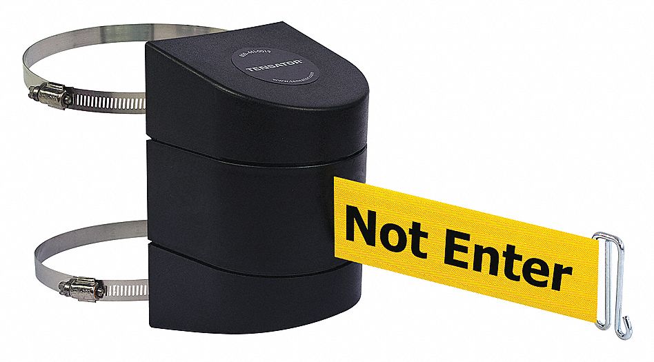 TENSATOR BELT BARRIER BLACK WITH YELLOW BELT - Wall Mounted Retractable ...
