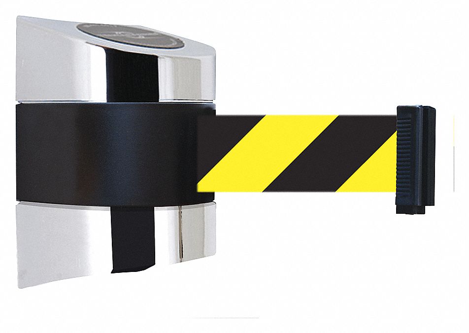 TENSATOR BELT BARRIER, CHROME,BELT YEL/BLK - Wall Mounted Retractable ...