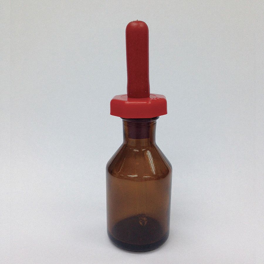 LAB SAFETY SUPPLY Narrow Mouth Round Dropper Bottle, Glass, 30mL, Amber ...