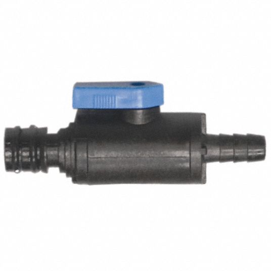 Ball Valve, Zytel Nylon, Inline, 1-Piece, Pipe Size 3/8 in, Tube Size 3 ...