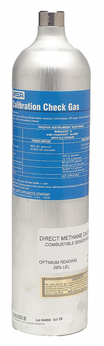 MSA Gas de Calibración , Capacidad de Cilindro 58L - 28F590 | 10045035 ...