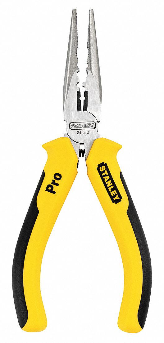 STANLEY Pinza Punta Larga Recta 6" Acero al Carbono Amarillo/Negro ...
