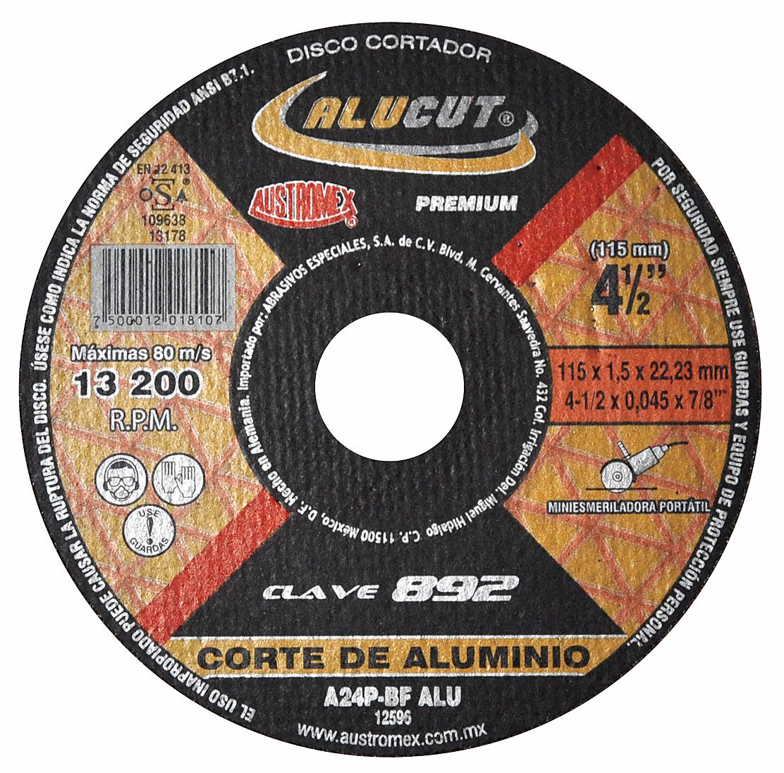 AUSTROMEX Disco de Corte de 4-1/2" Grano 24 para Corte Preciso de ...