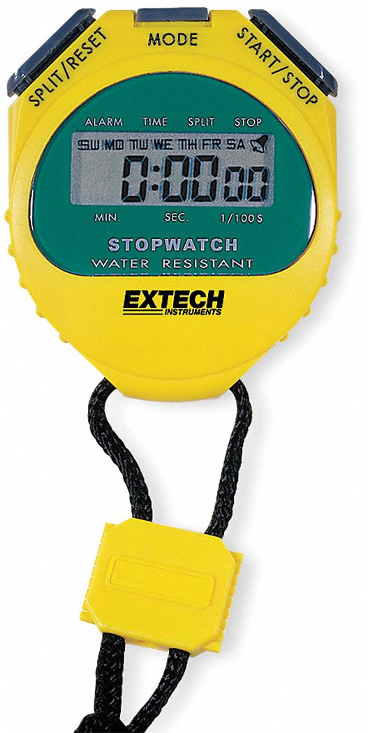 EXTECH DIGITAL STOPWATCH,WATER RESISTANT - Stopwatches - GGE4TM11 ...