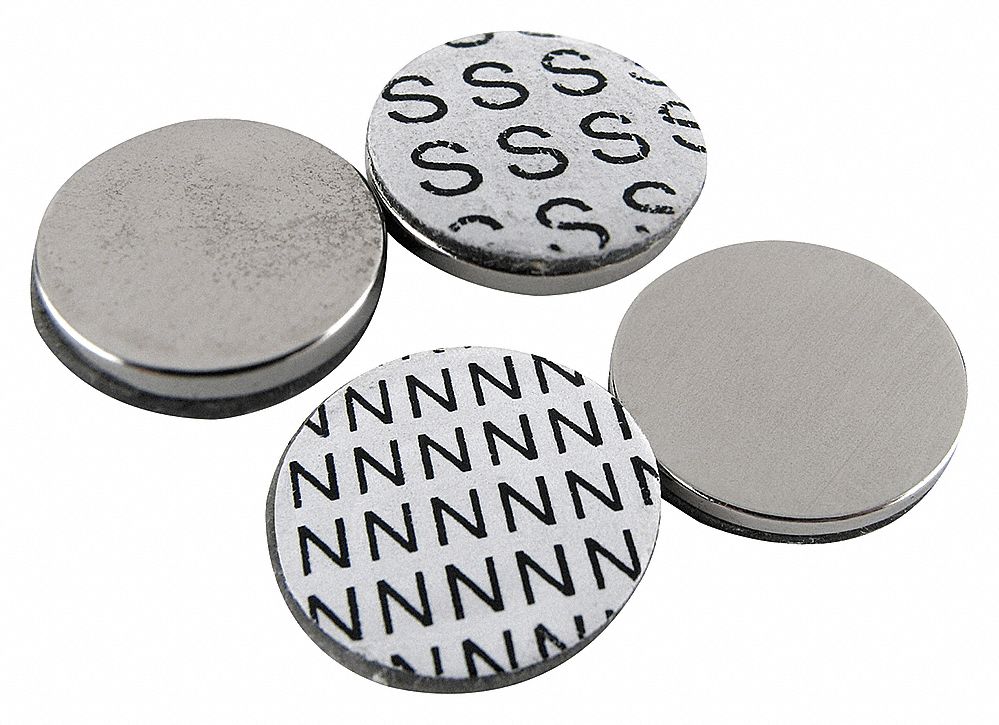 GRAINGER APPROVED DISC MAGNET,W/ADHESIVE,1/4 DIA,NEO, - Rare Earth ...