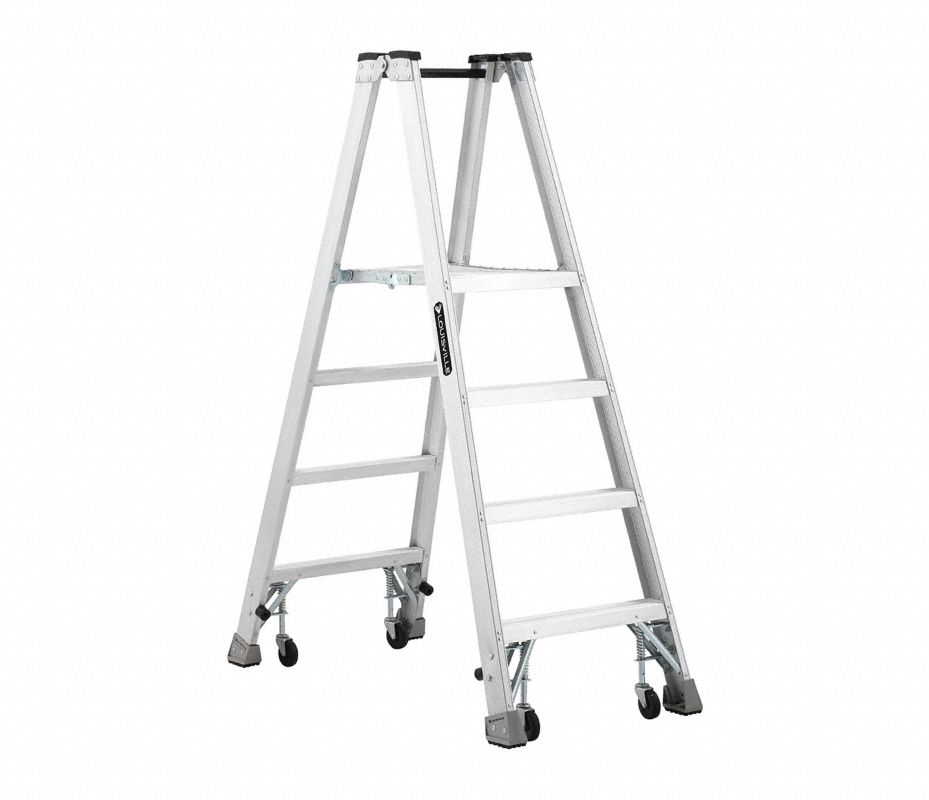 LOUISVILLE Escalera de Tijera con Plataforma Doble 8 pies Aluminio 300 ...