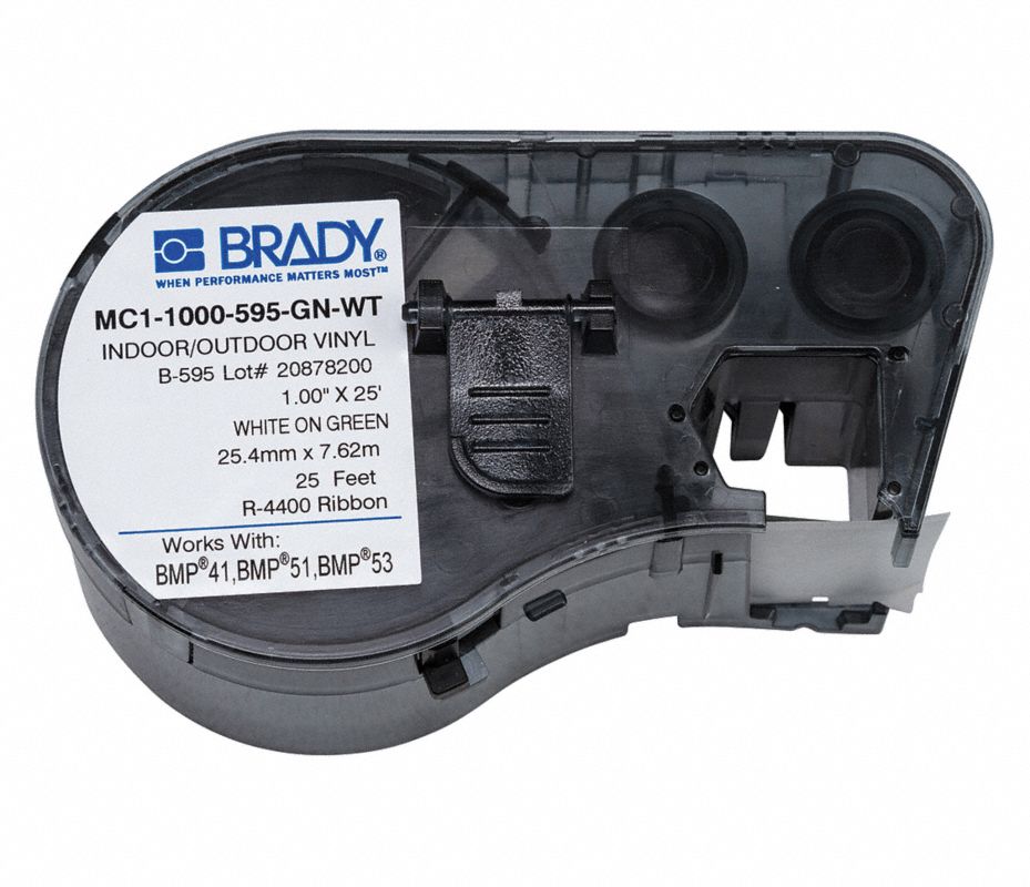 BRADY Etiq. Vin. Int/Ext.,Bco/Verde,1x25plg - Cartuchos Combinados de ...