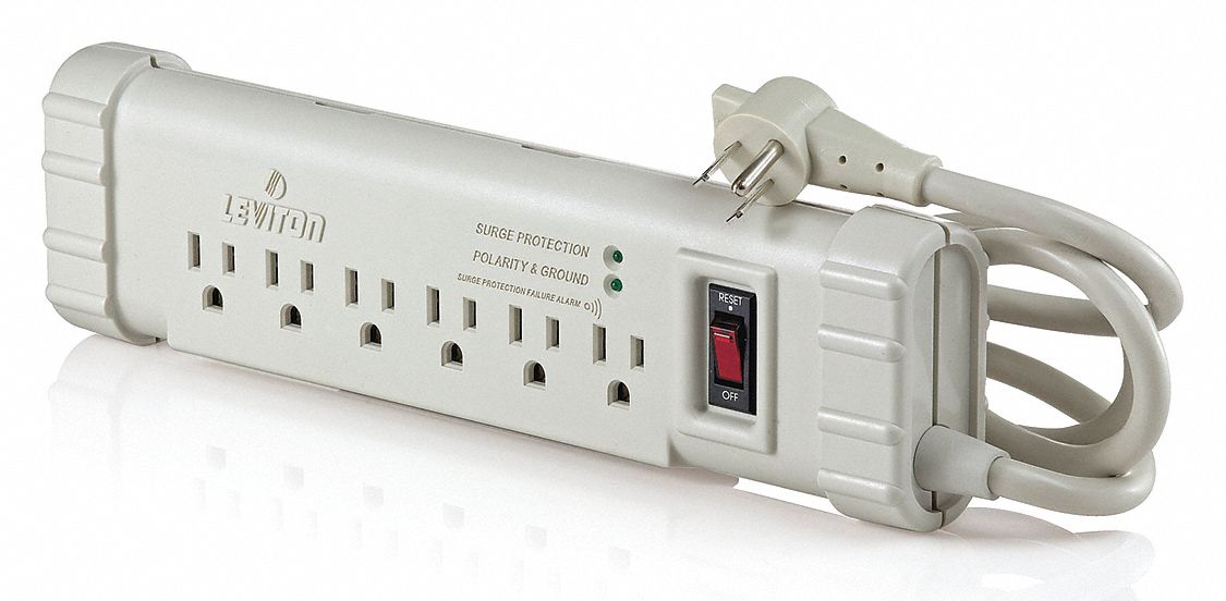 LEVITON Barra Multicontacto con Supresor de Picos con contactos Beige ...