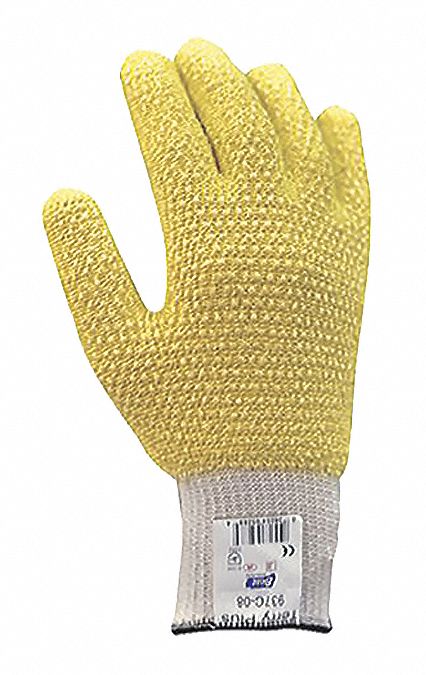 SHOWA Coated Gloves: L ( 9 ), ANSI Cut Level A3, Full, Dotted, PVC, Kevlar® ( 10 ga ), Dotted, 1 ...