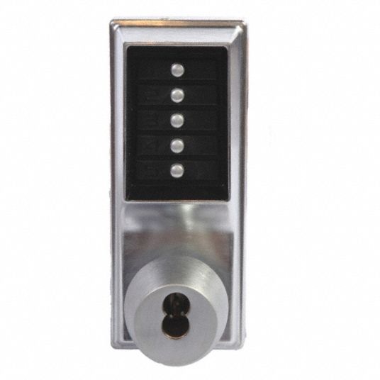 Mechanical Push Button Lockset, Knob, Entry with Key Override - Grainger