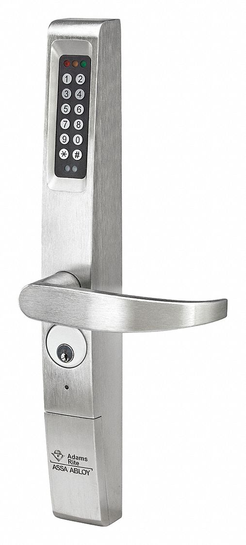 Electronic Keyless Exit Trim Lock Narrow Stile Cylindrical Satin