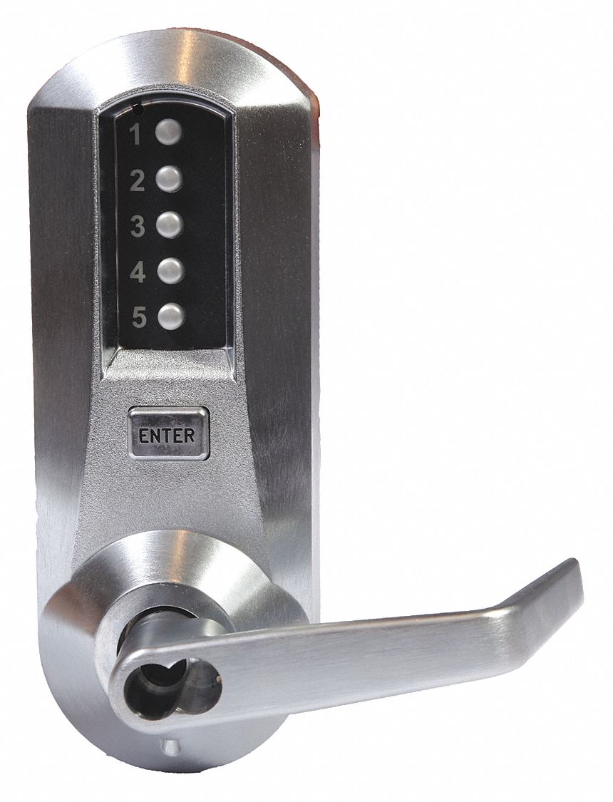SIMPLEX, ADA Compliant, Chrome, Mechanical Push Button Lockset - 28XR55 ...