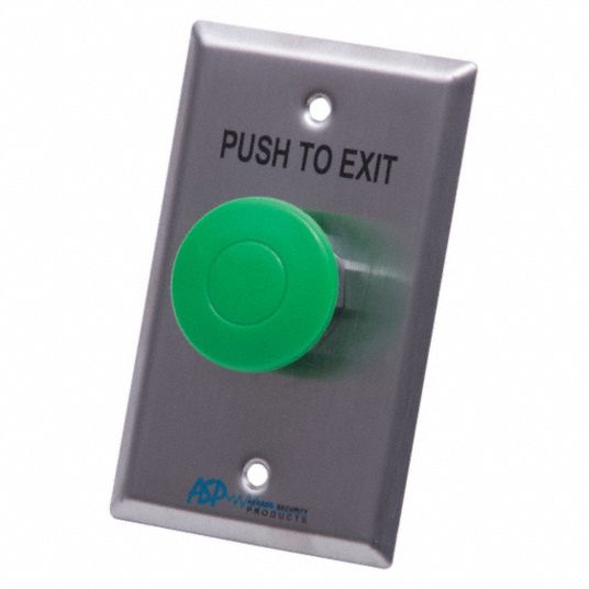 ALARM CONTROLS, 2 1/2 in Dp, Gray, Exit Push Button - 28XV57|ASP-14 - Grainger