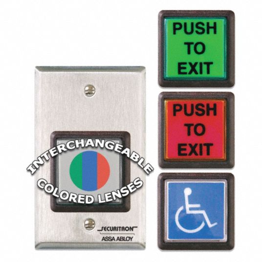 SECURITRON, 4 1/2 in Ht, 3 in Dp, Exit Push Button - 28XW85|EEB2 - Grainger